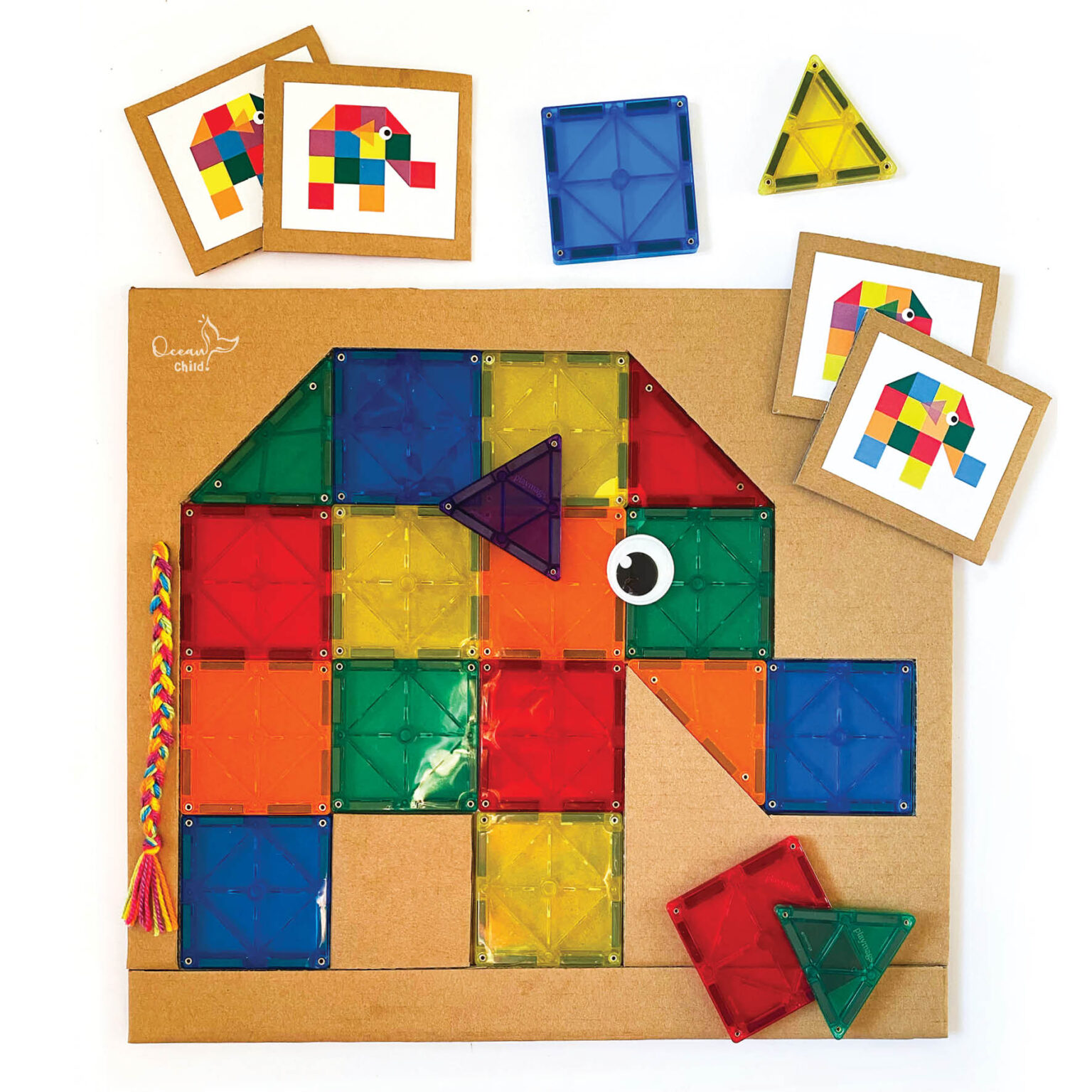 Make an Elmer the Elephant Puzzle with Magnetic Tiles! (Free Printable ...