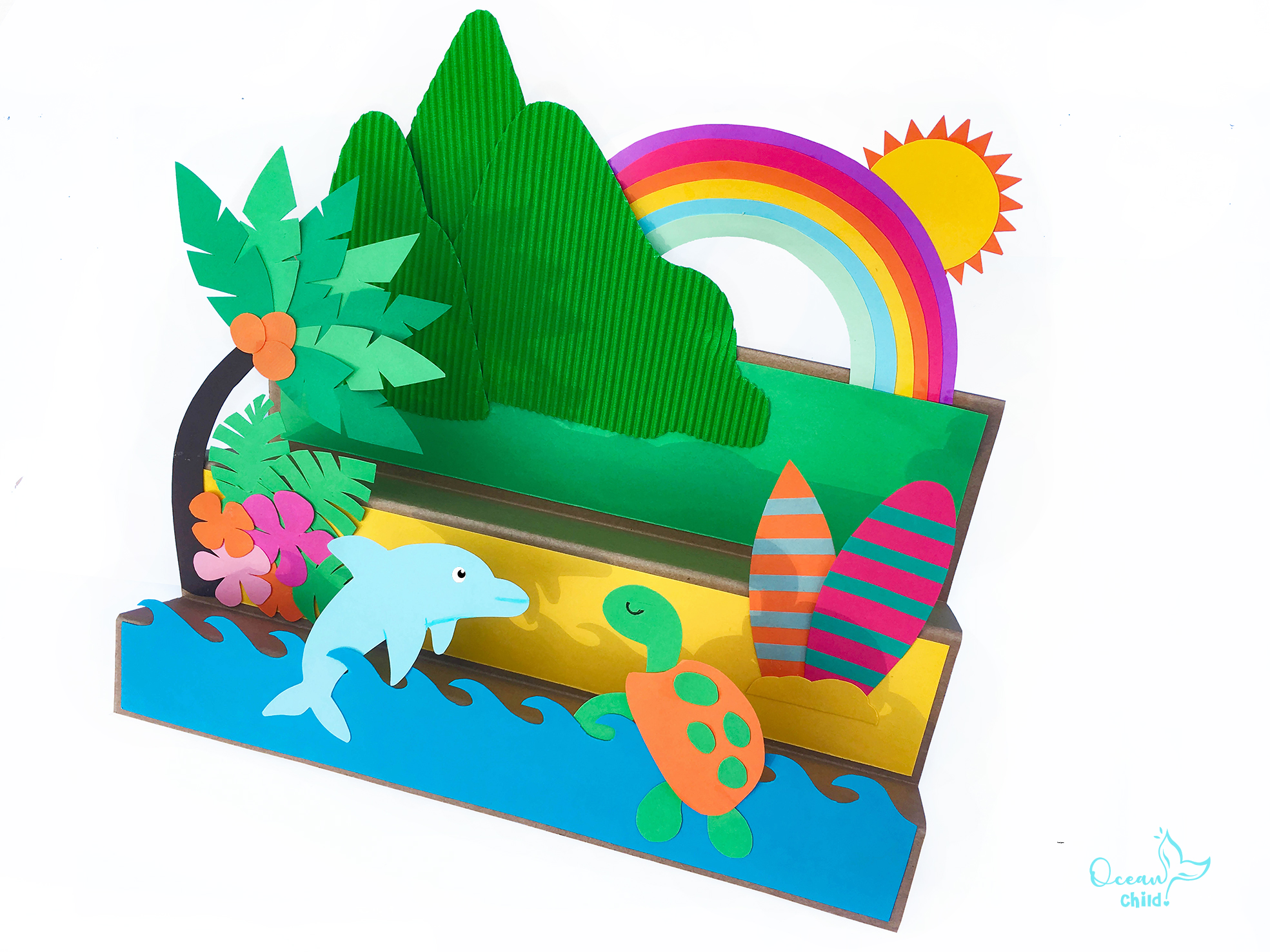 DIY tropical pop-up card, paper craft! - Ocean Child Crafts
