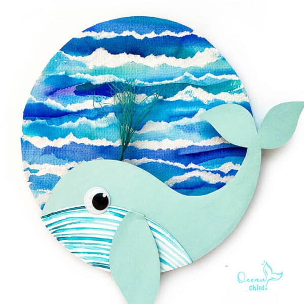 Watercolor Whale Craft For Kids With Free Printable Template - Ocean ...