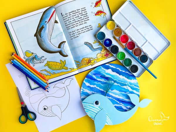 Watercolor Whale Craft For Kids With Free Printable Template - Ocean ...