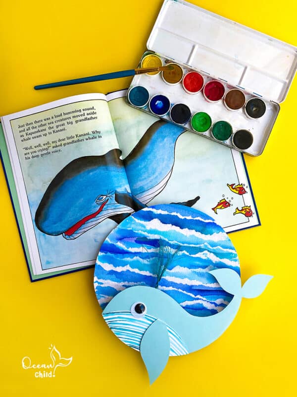 Watercolor Whale Craft For Kids With Free Printable Template - Ocean ...