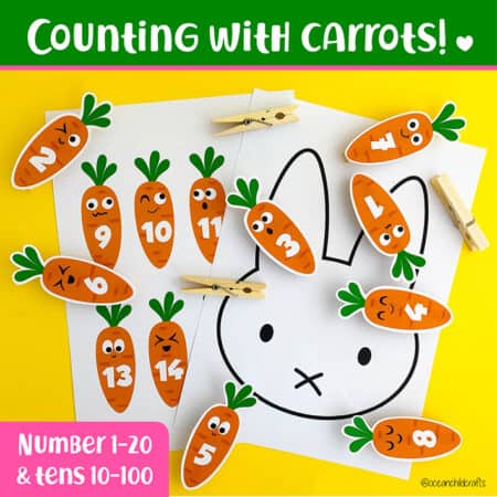 Counting with carrots, 1-20 & tens till 100! - Ocean Child Crafts