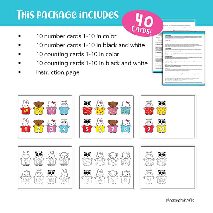 Mix and match counting cards 1-10 - Ocean Child Crafts
