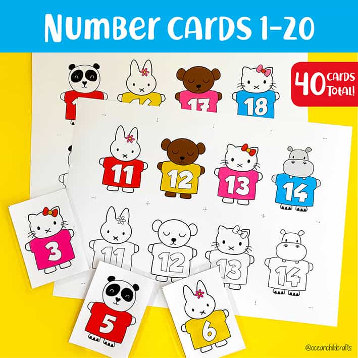 Printable number flash cards 1-20 - Ocean Child Crafts