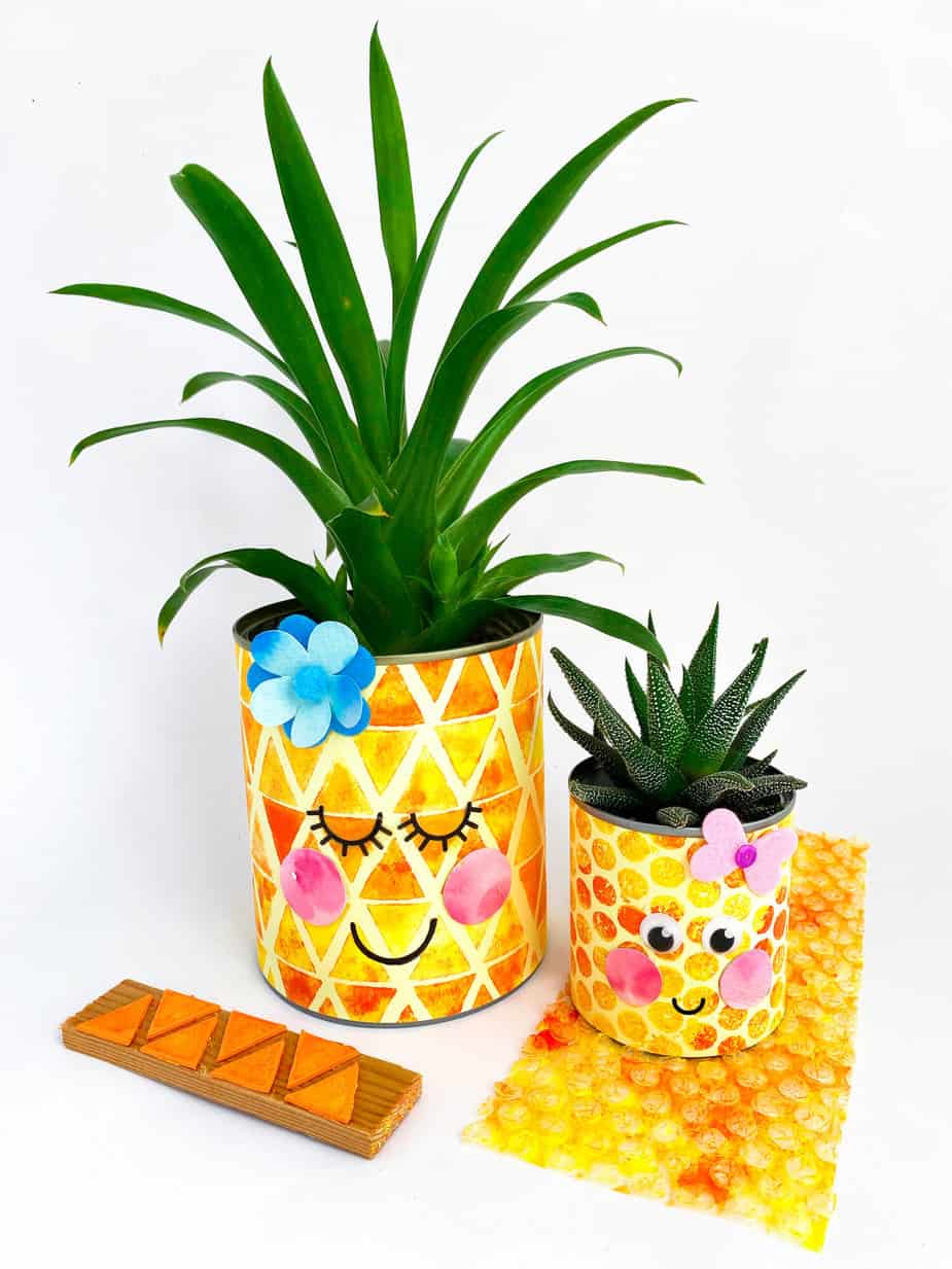 Recycled tin can pineapple craft! - Ocean Child Crafts