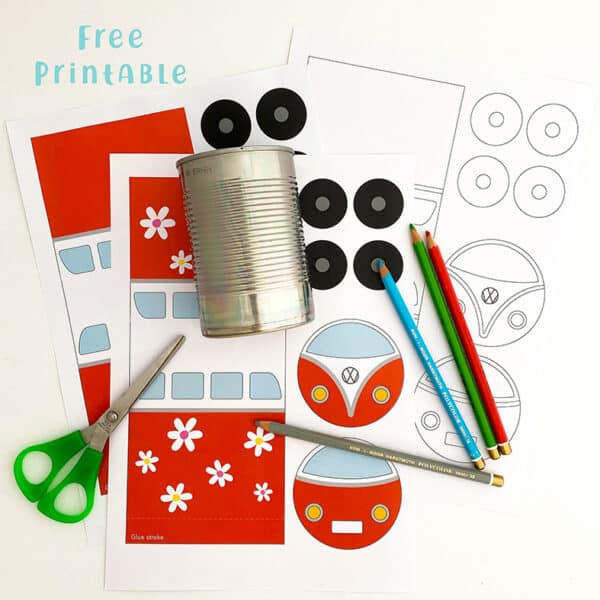 DIY Volkswagen van from recycled tin can, free craft printable! - Ocean ...