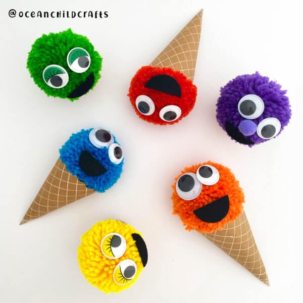 Pom-pom ice cream craft, perfect summer craft activity! - Ocean Child ...