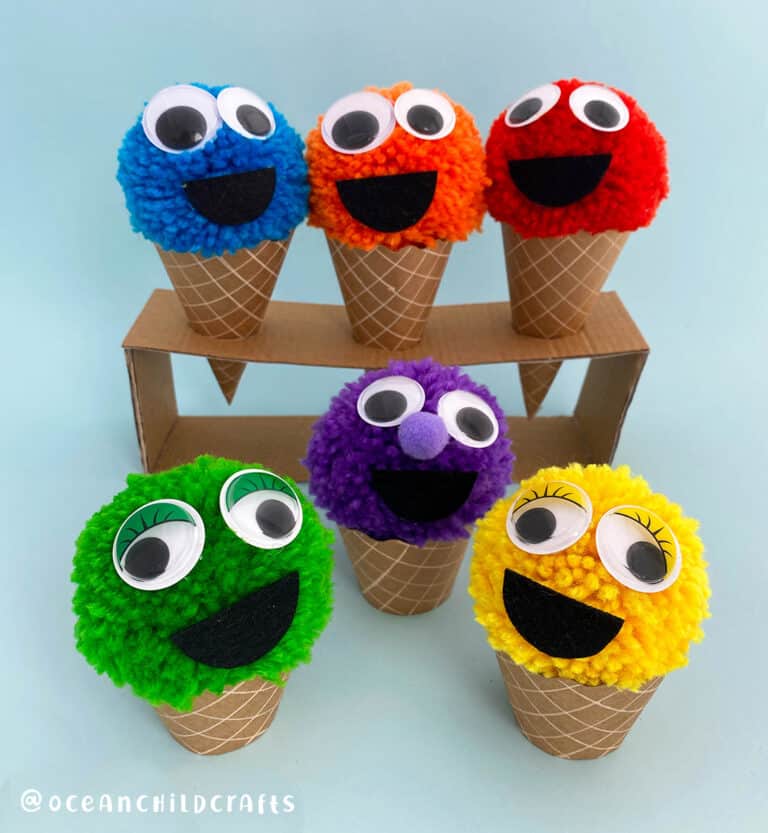 Pom-pom ice cream craft, perfect summer craft activity! - Ocean Child ...
