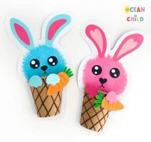 Fluffy Easter bunny, easy spring craft idea for kids - Ocean Child Crafts