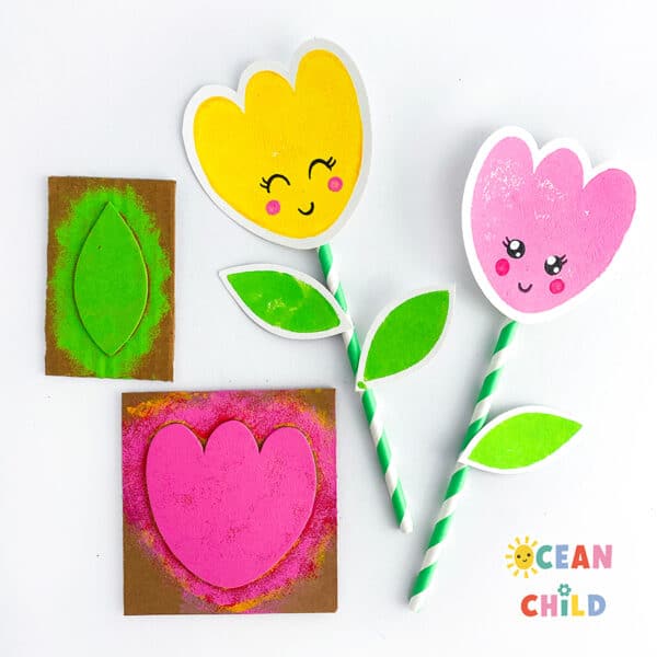 DIY stamping, flower spring craft for Mother´s Day! - Ocean Child Crafts