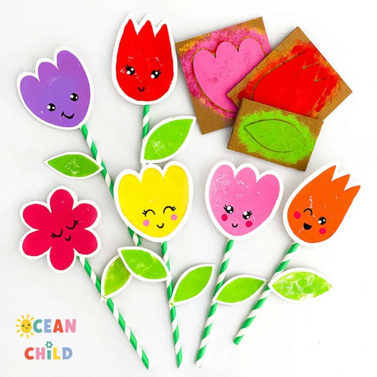 DIY stamping, flower spring craft for Mother´s Day! - Ocean Child Crafts