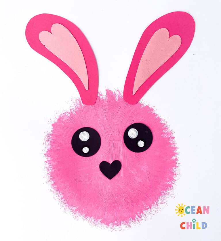 Fluffy Easter bunny, easy spring craft idea for kids - Ocean Child Crafts