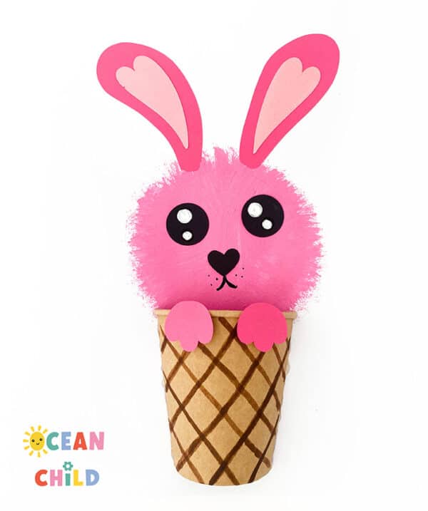 Fluffy Easter bunny, easy spring craft idea for kids - Ocean Child Crafts