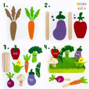 DIY Vegetable Garden Craft with Cute Veggie Puppets (Free Printable ...
