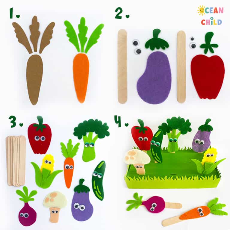 DIY Vegetable Garden Craft with Cute Veggie Puppets (Free Printable ...