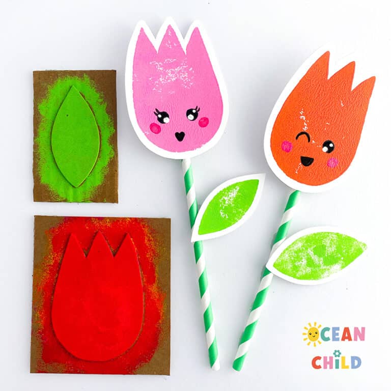 DIY stamping, flower spring craft for Mother´s Day! - Ocean Child Crafts