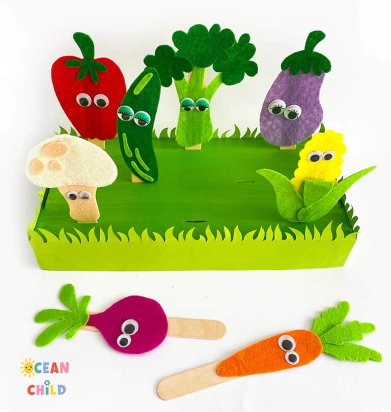 DIY Vegetable Garden Craft with Cute Veggie Puppets (Free Printable ...