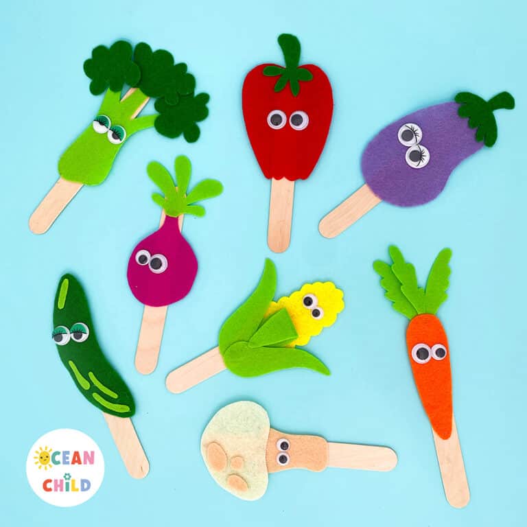 DIY Vegetable Garden Craft with Cute Veggie Puppets (Free Printable ...