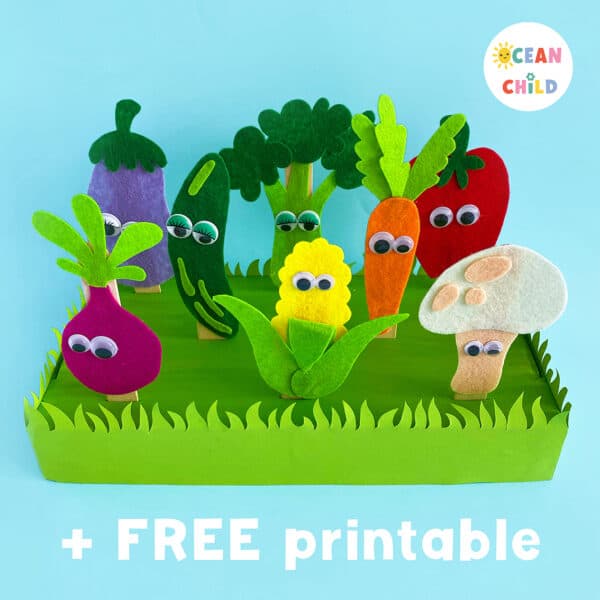 DIY Vegetable Garden Craft with Cute Veggie Puppets (Free Printable ...