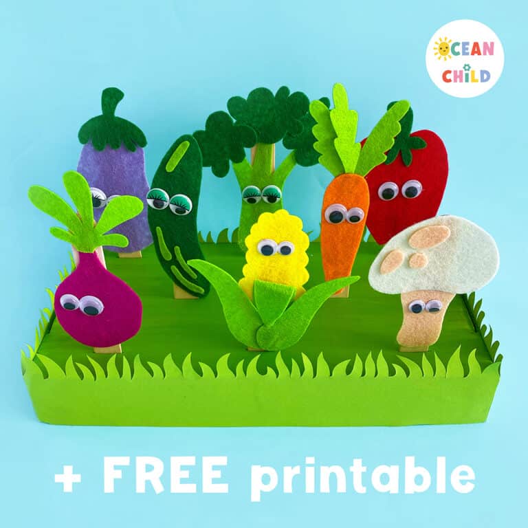 DIY Vegetable Garden Craft with Cute Veggie Puppets (Free Printable ...