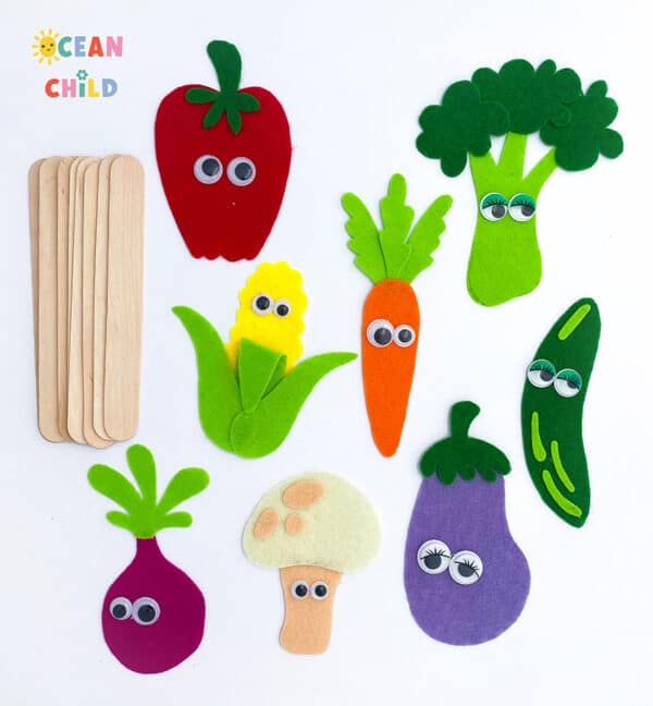 DIY Vegetable Garden Craft with Cute Veggie Puppets (Free Printable ...