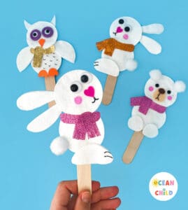 DIY animal puppets, easy cotton pad craft for kids! - Ocean Child Crafts