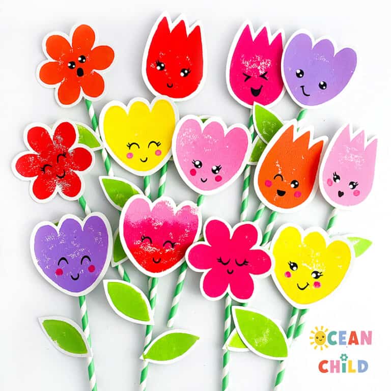 DIY stamping, flower spring craft for Mother´s Day! - Ocean Child Crafts