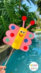 Easy paper roll butterfly windsock craft for kids! - Ocean Child Crafts