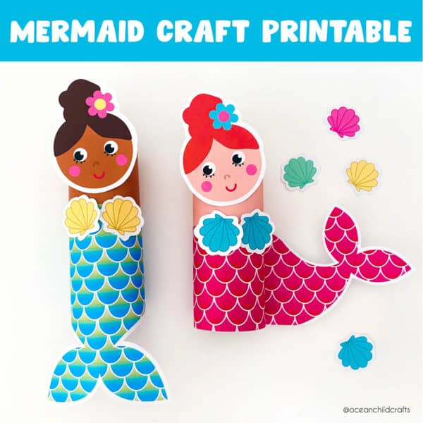 Paper Roll Mermaid Craft & Coloring Page - Ocean Child Crafts
