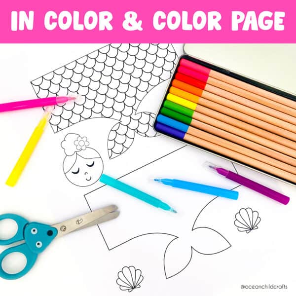 Paper Roll Mermaid Craft & Coloring Page - Ocean Child Crafts