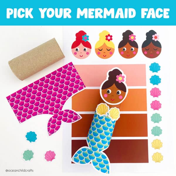 Paper Roll Mermaid Craft & Coloring Page - Ocean Child Crafts
