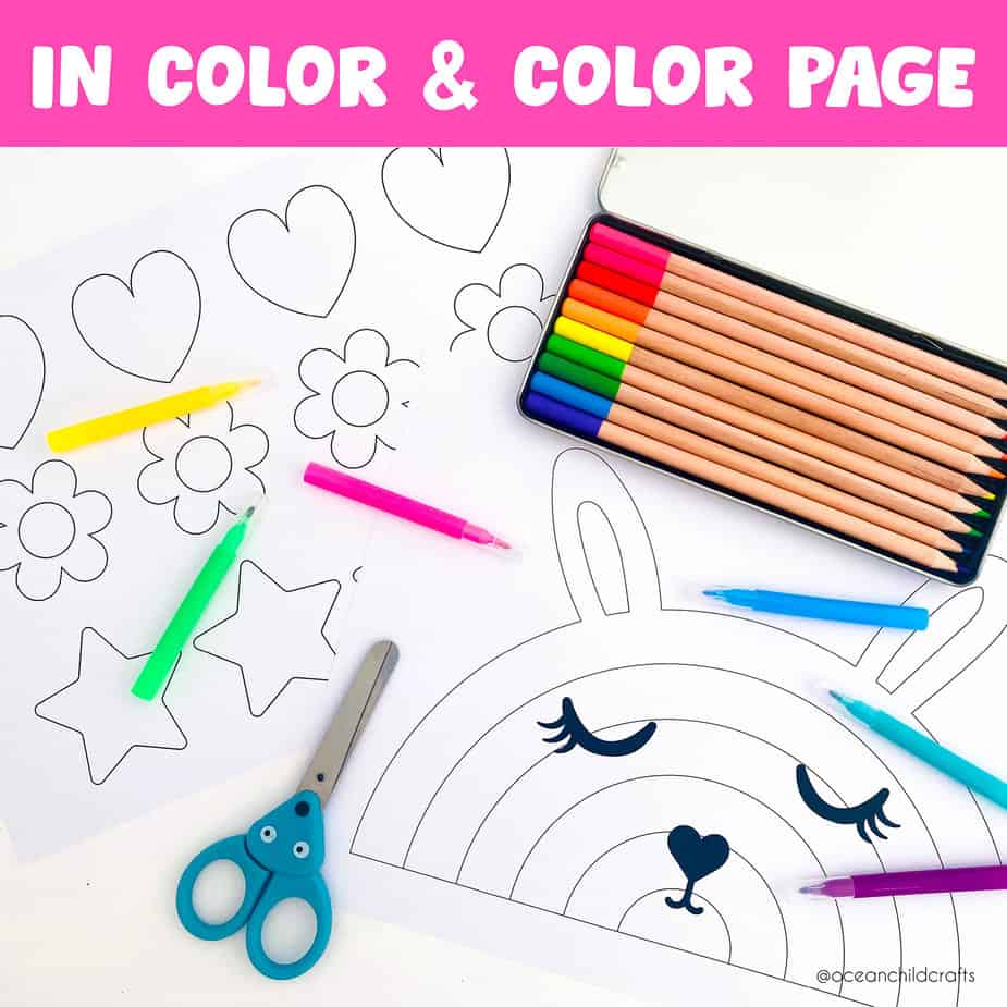 DIY mobile rainbow craft printable bunny - Ocean Child Crafts