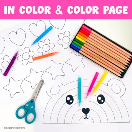 Mobile craft printable rainbow, kids coloring - Ocean Child Crafts
