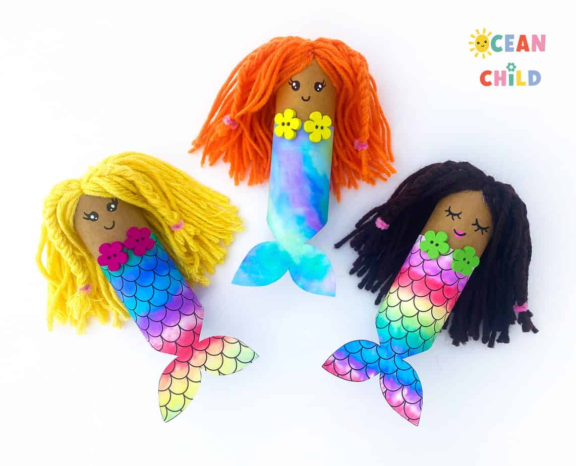 Magical rainbow mermaid craft with FREE craft printable - Ocean Child ...