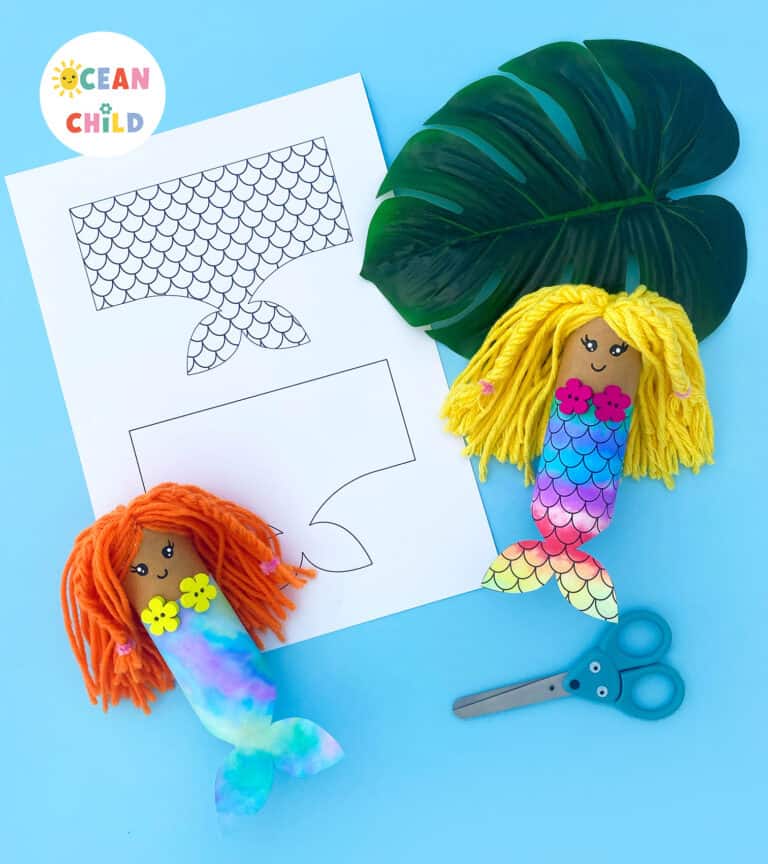 Magical rainbow mermaid craft with FREE craft printable - Ocean Child ...