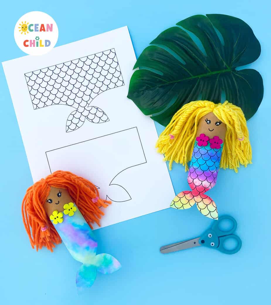 Magical rainbow mermaid craft with FREE craft printable - Ocean Child ...