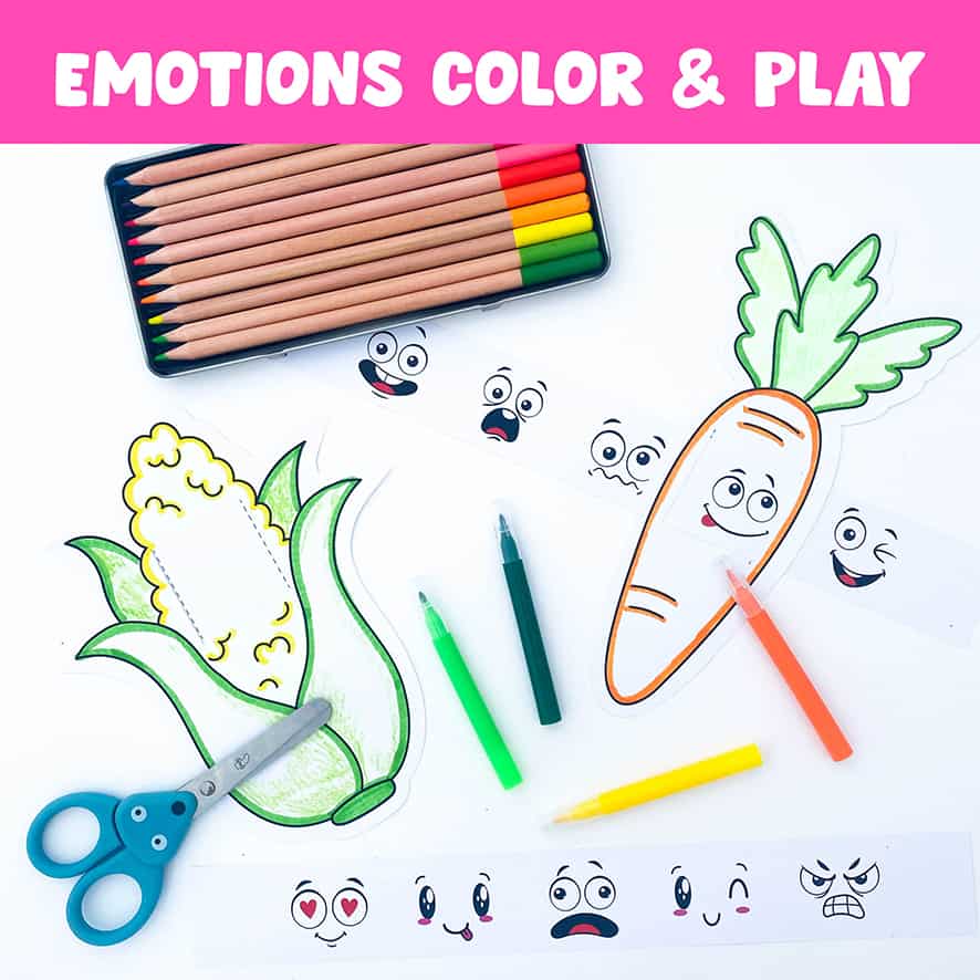 Emotions activity printable with vegetables - Ocean Child Crafts