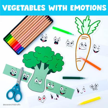 Emotions activity printable with vegetables - Ocean Child Crafts