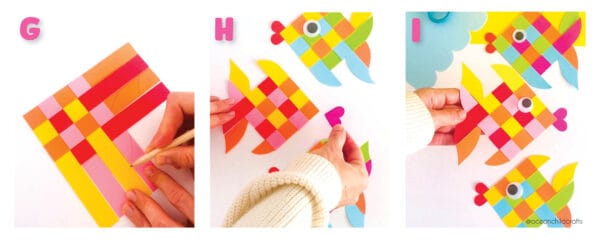 Colorful paper fish craft, weaving activity for kids!