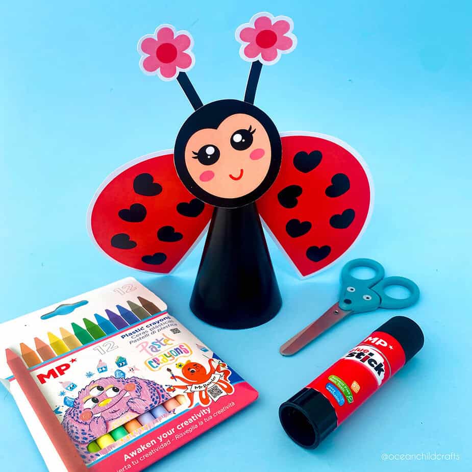 Ladybug craft printable in color and coloring page - Ocean Child Crafts