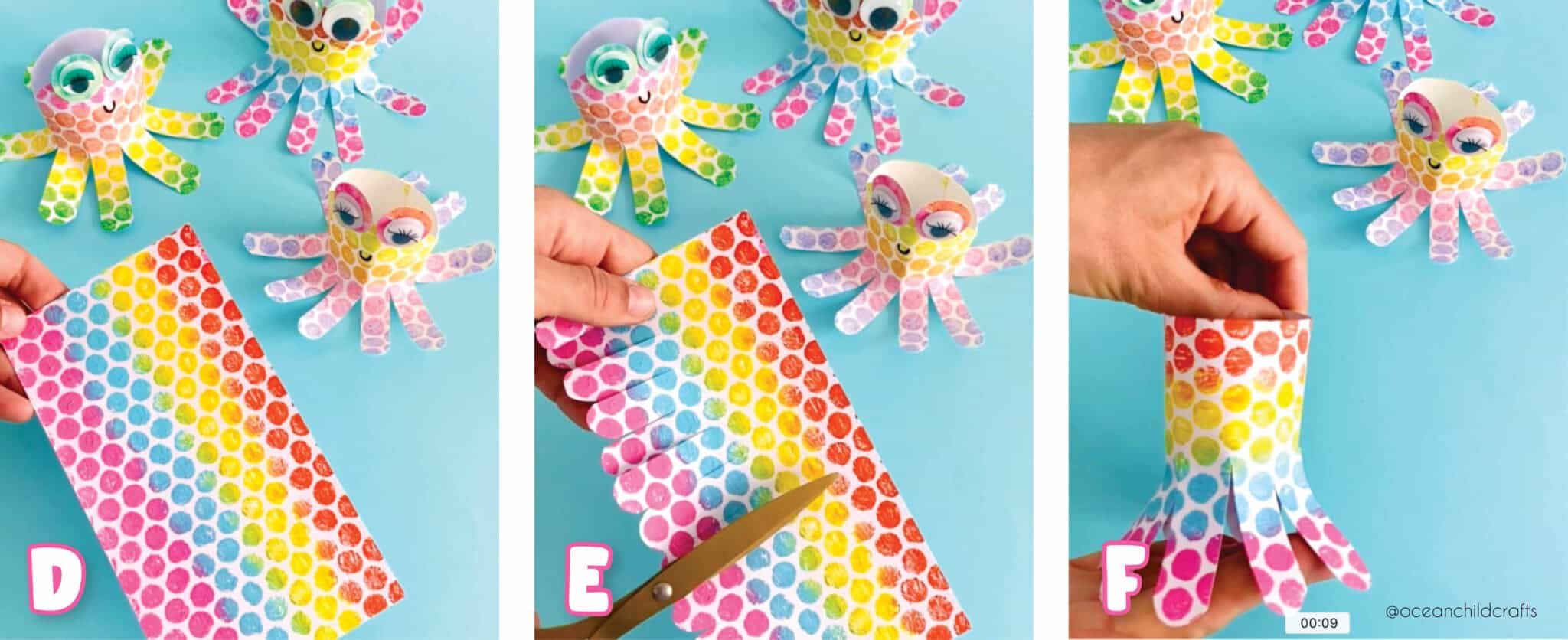 Octopus craft with bubble wrap foil - Ocean Child Crafts