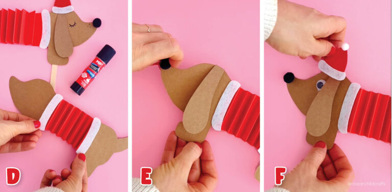 Easy Dancing Christmas Dog Paper Craft for Kids - Ocean Child Crafts