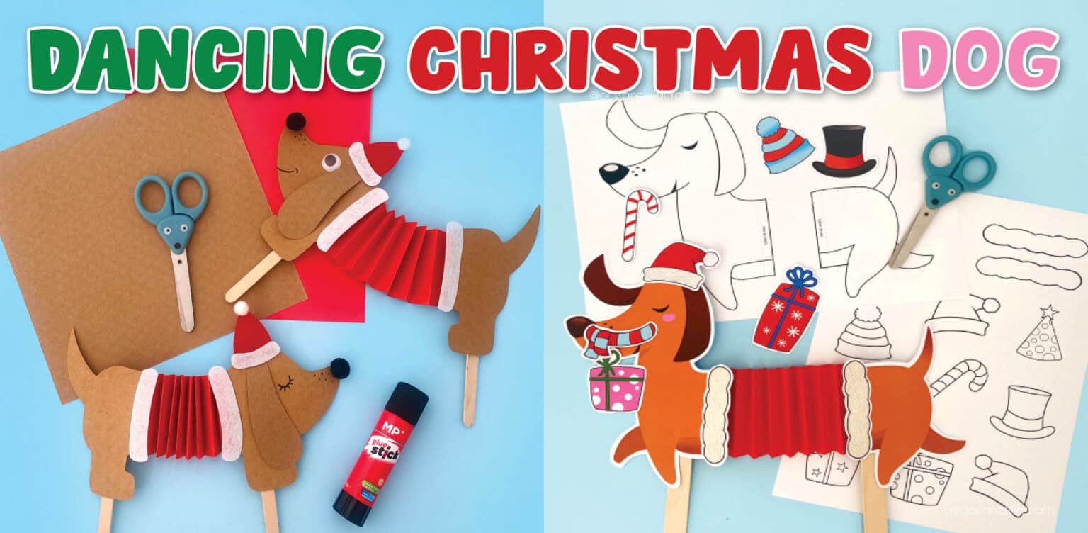 Easy Dancing Christmas Dog Paper Craft for Kids - Ocean Child Crafts
