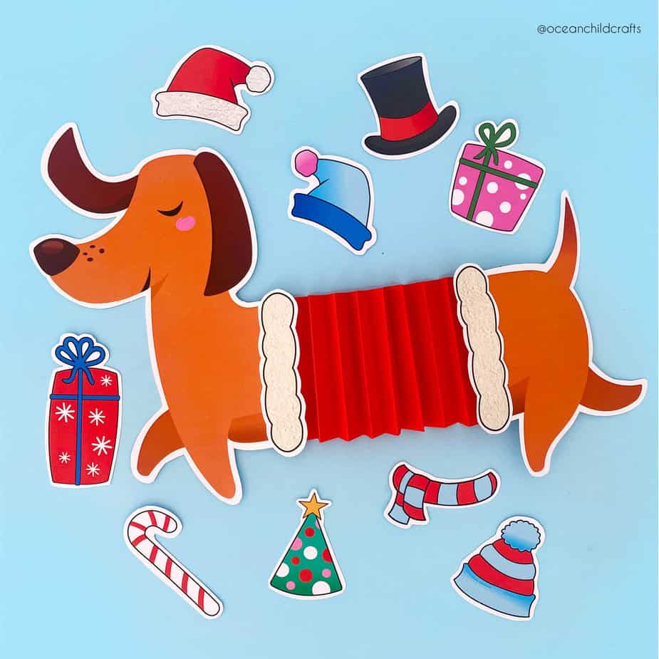 Easy Dancing Christmas Dog Paper Craft for Kids - Ocean Child Crafts