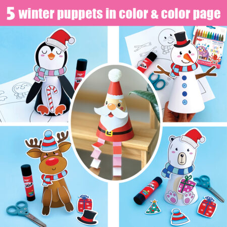 Five Paper Cone Winter Puppets - Ocean Child Crafts