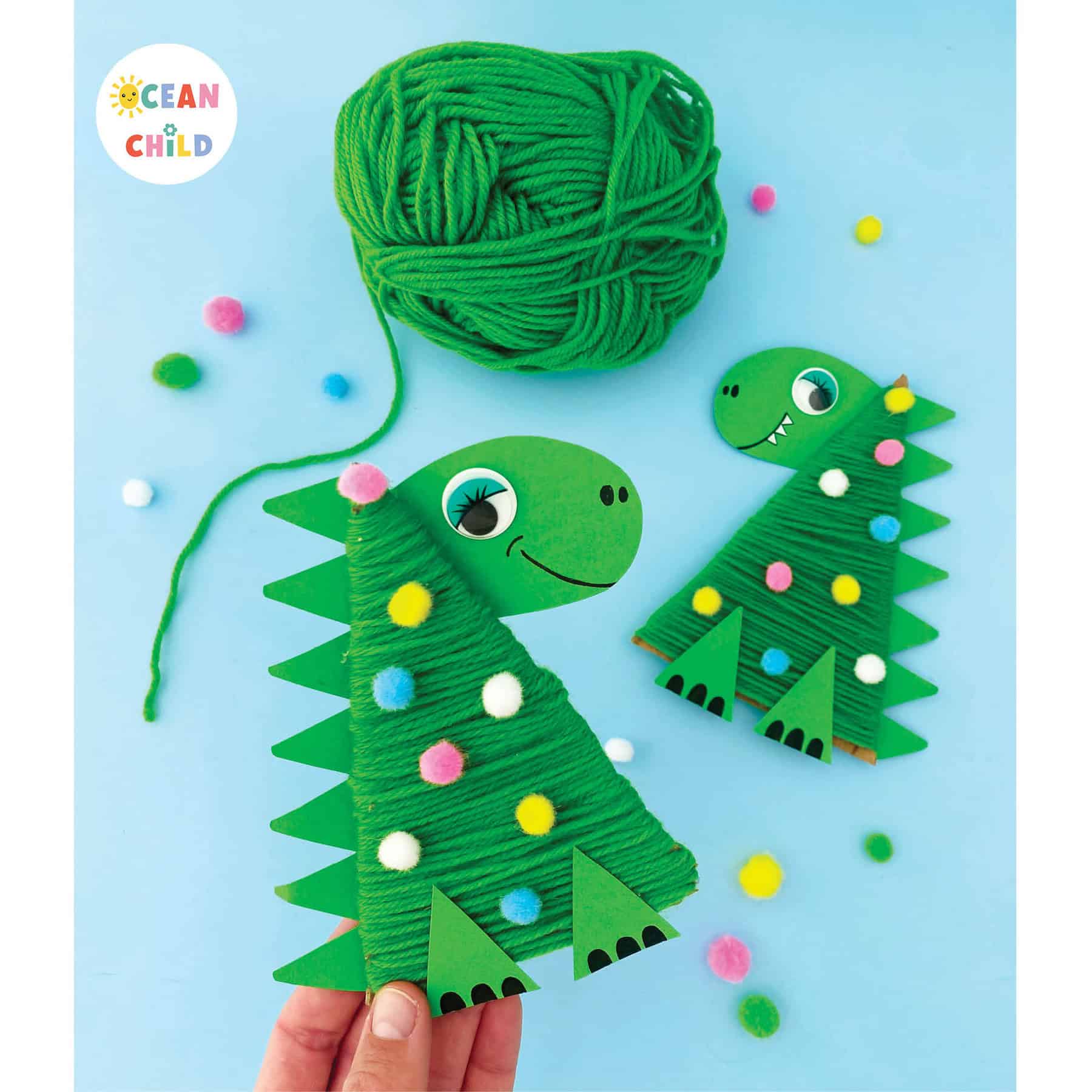 Make this Festive Dinosaur Christmas Craft With Kids - Ocean Child Crafts