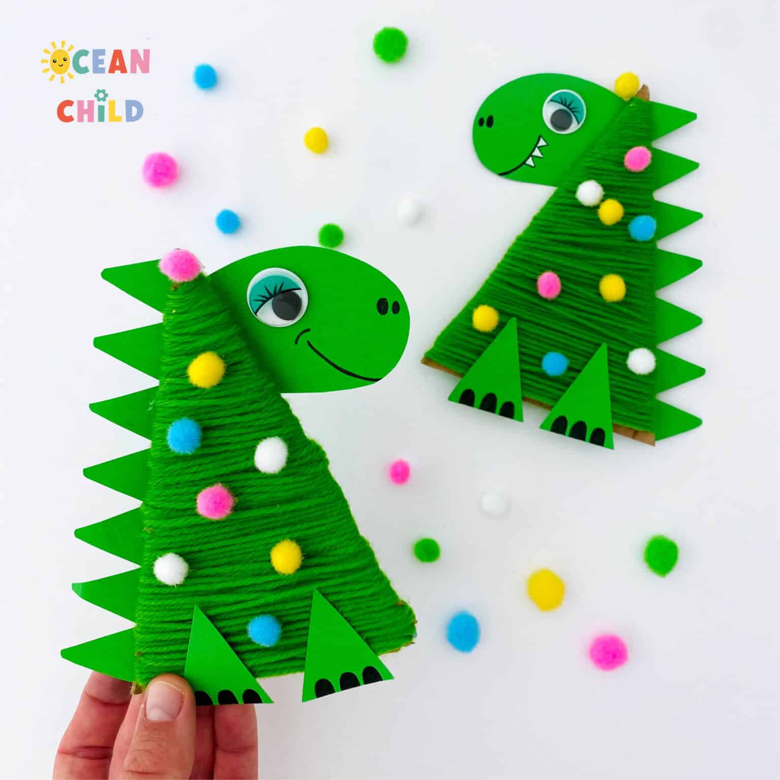 Make this Festive Dinosaur Christmas Craft With Kids - Ocean Child Crafts