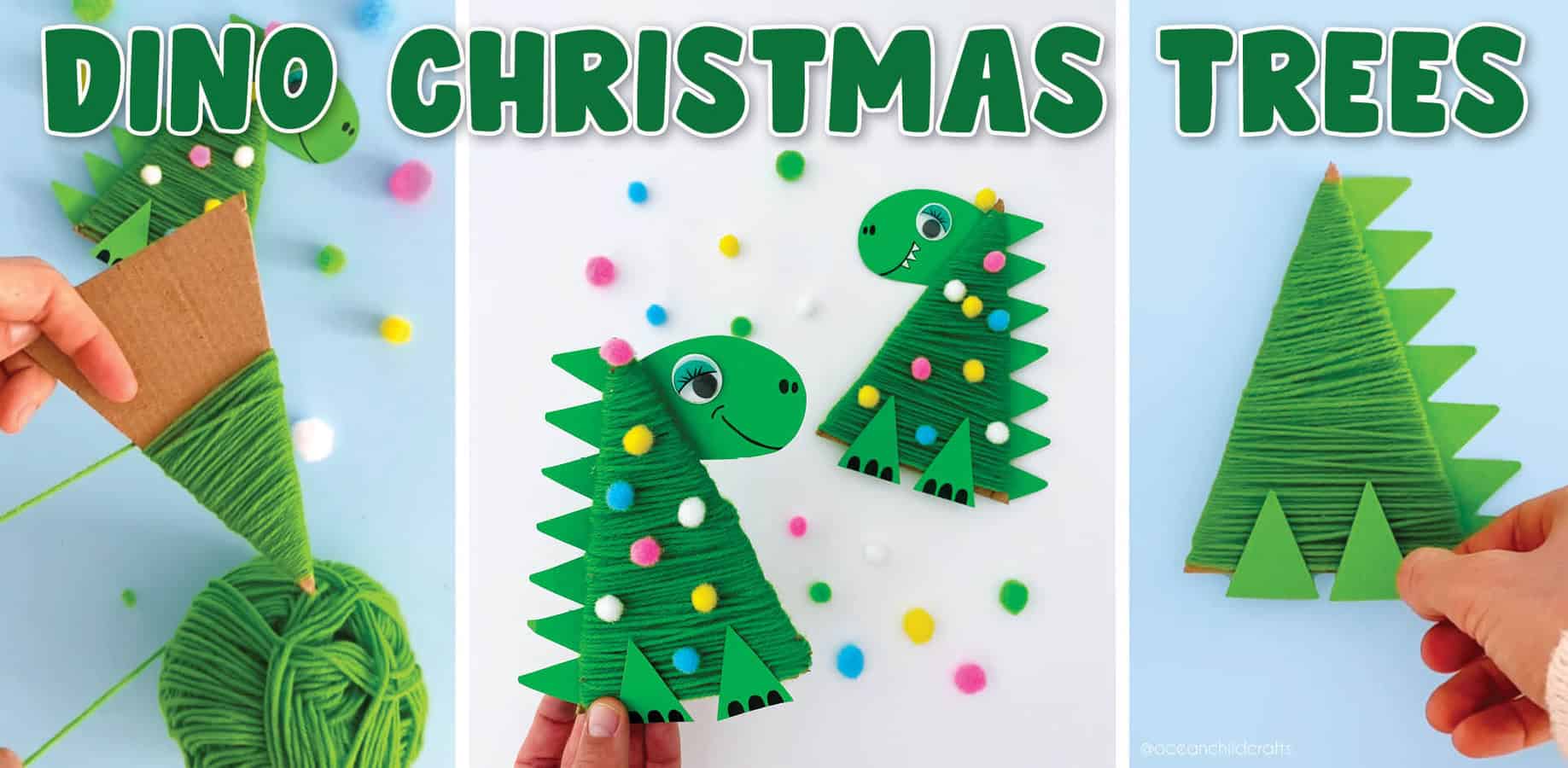 Make this Festive Dinosaur Christmas Craft With Kids - Ocean Child Crafts