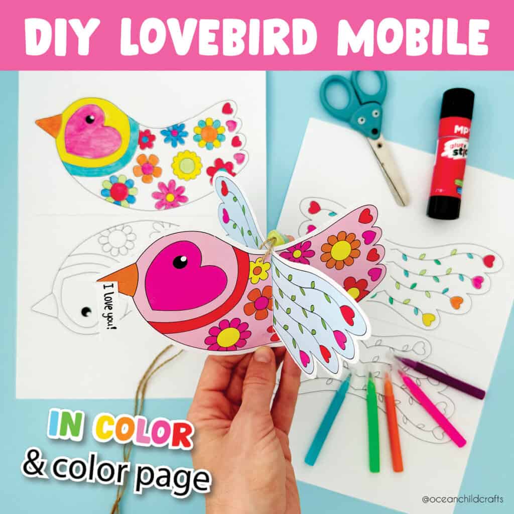 Lovebird Mobile Craft Printable - Ocean Child Crafts