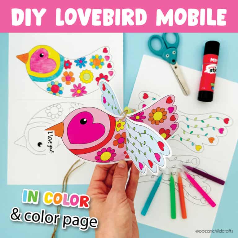 Lovebird Mobile Craft Printable - Ocean Child Crafts